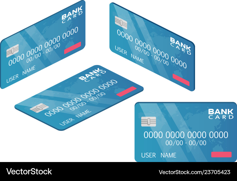 Credit cards isometric flat for infographics Vector Image