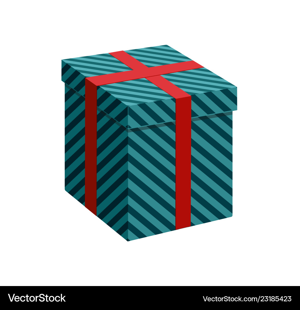 Green Gift Box With Ribbon On White Royalty Free Vector