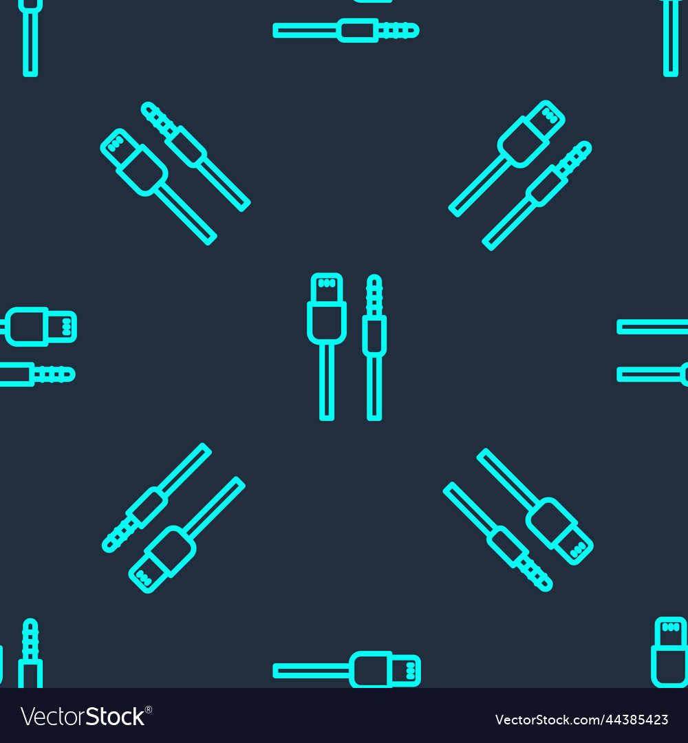 Green line usb cable cord icon isolated seamless Vector Image
