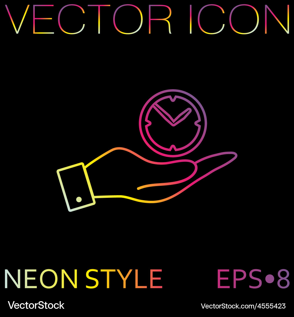 Hand holding a clock icon watch symbol time Vector Image