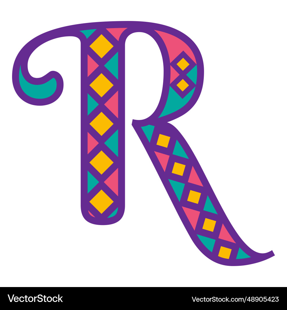 Letter r mardi gras Royalty Free Vector Image - VectorStock