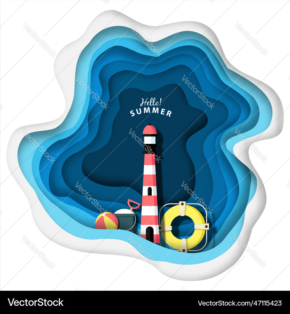 Paper art abstract summer background with Vector Image