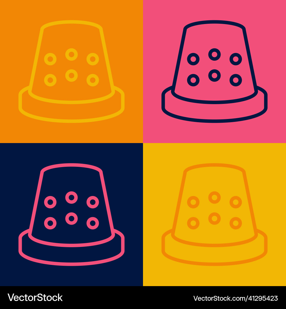 Pop art line thimble for sewing icon isolated Vector Image