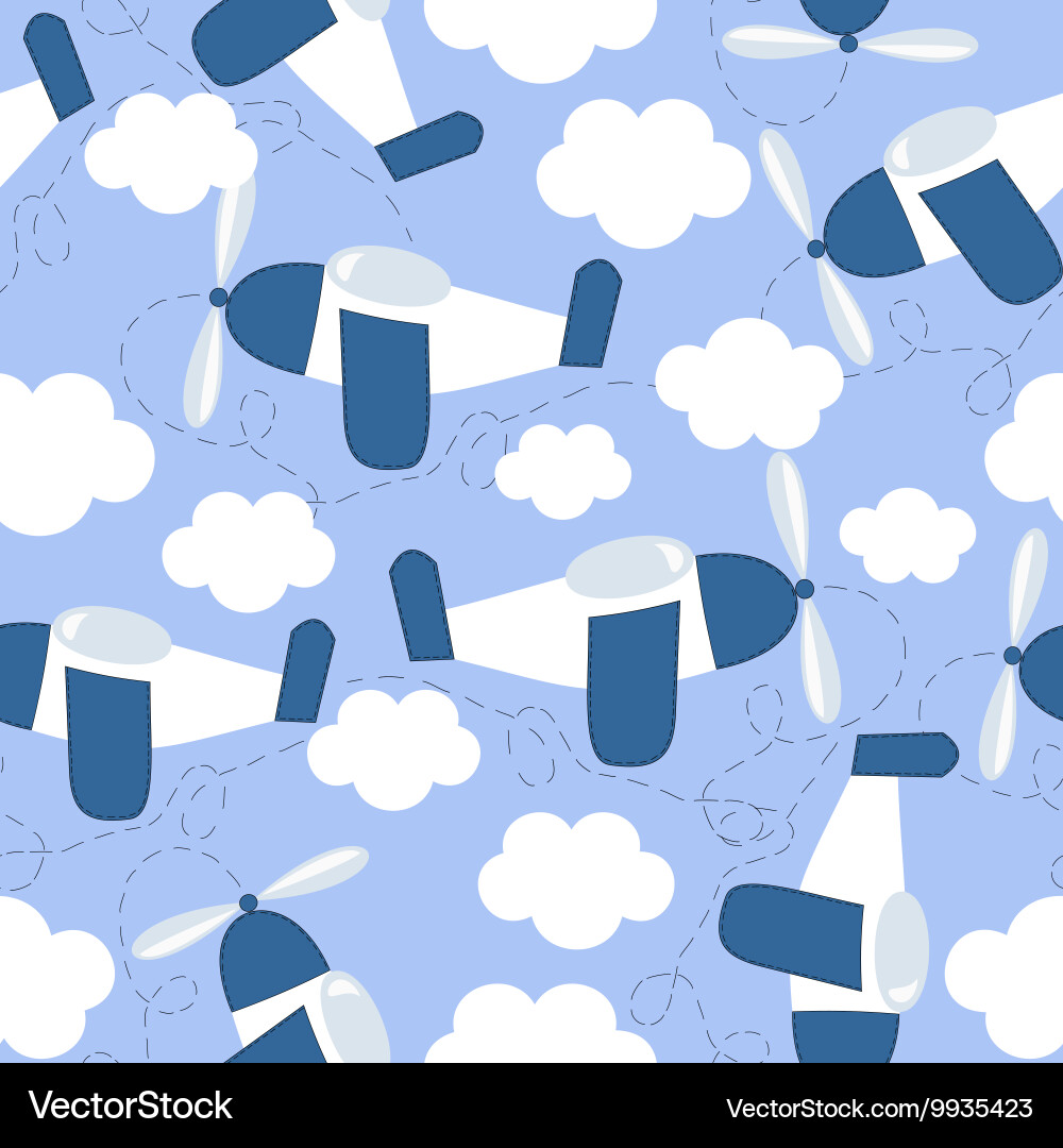 Seamless pattern with flying in the sky airplanes Vector Image