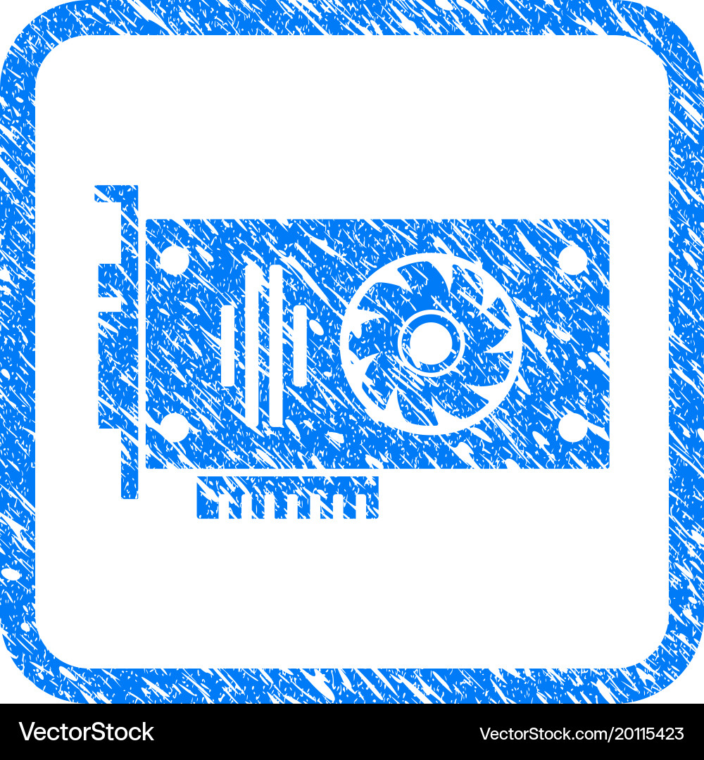 Video gpu card framed stamp Royalty Free Vector Image