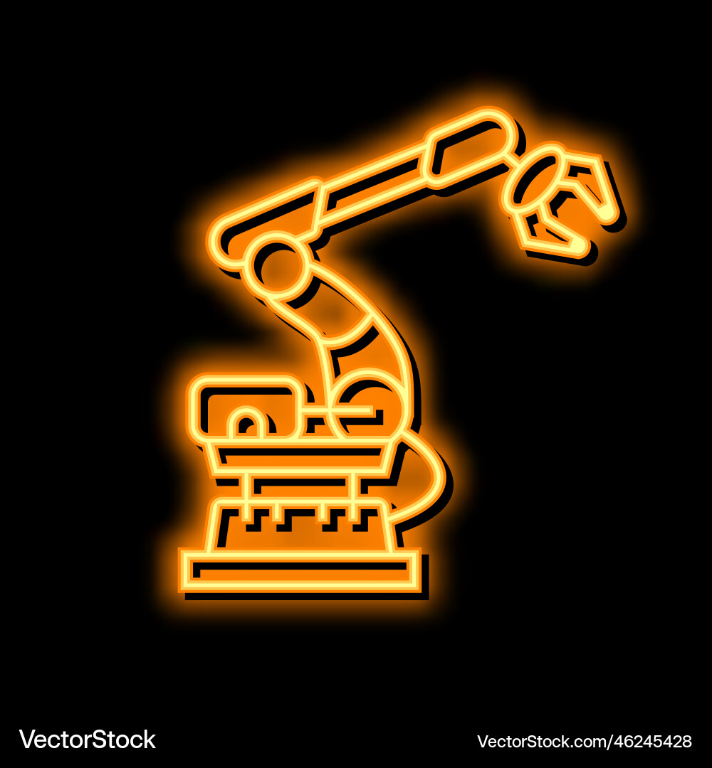 Arm robot industry neon glow icon Royalty Free Vector Image