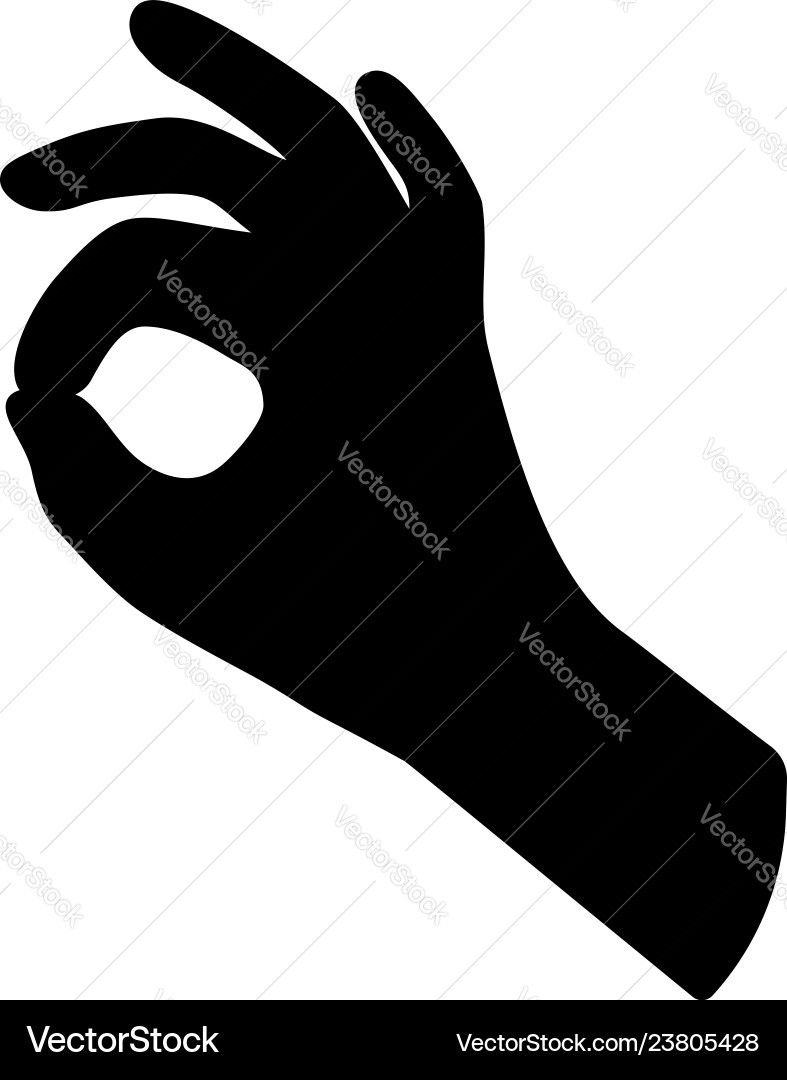 Black hand silhouette like ok gesture Royalty Free Vector