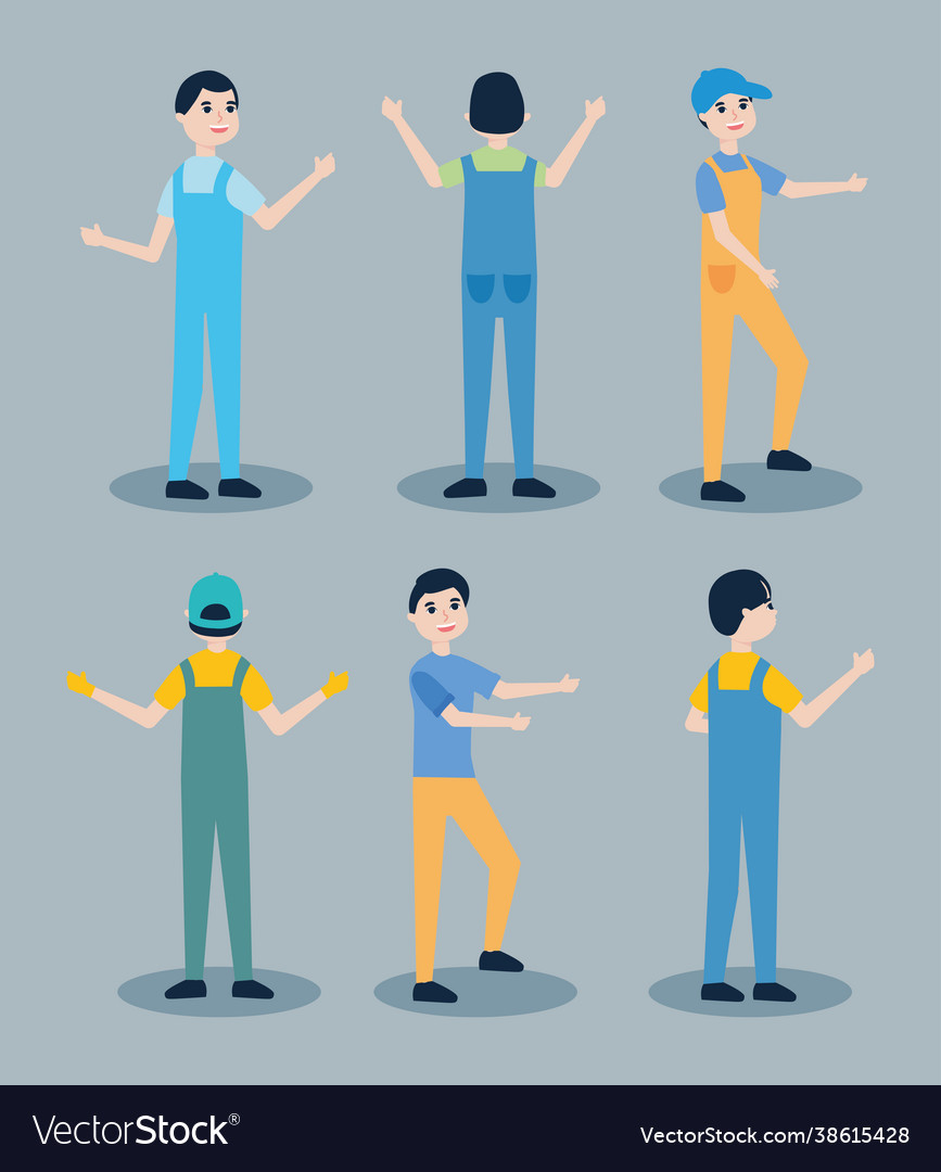 Builder workers set Royalty Free Vector Image - VectorStock