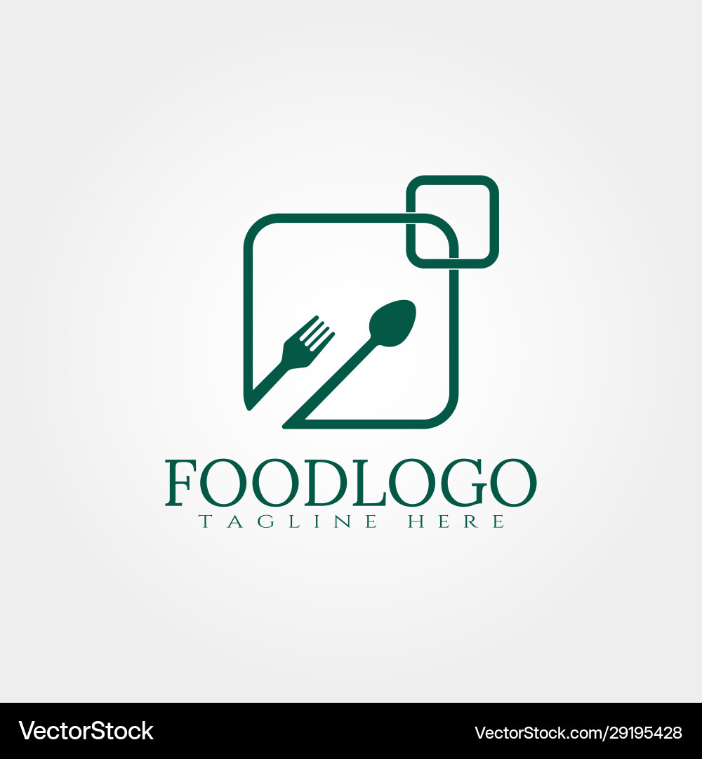 Food Logo Design mit Gabel und Löffel Konzept Vektorbild