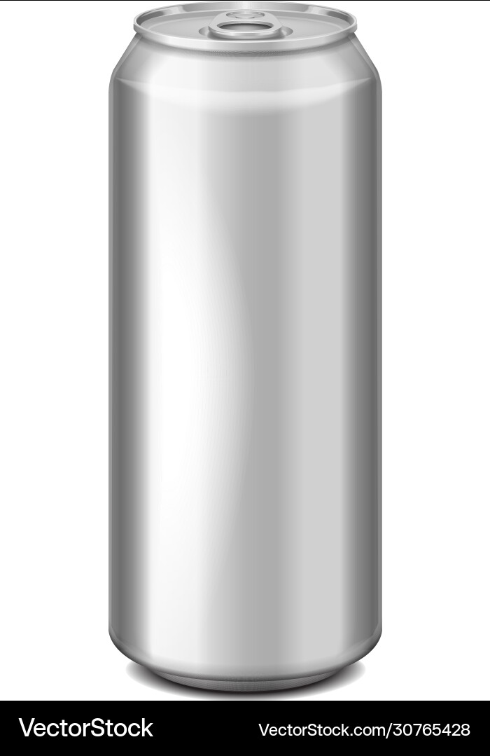 Glossy metal silver aluminium beer can Royalty Free Vector
