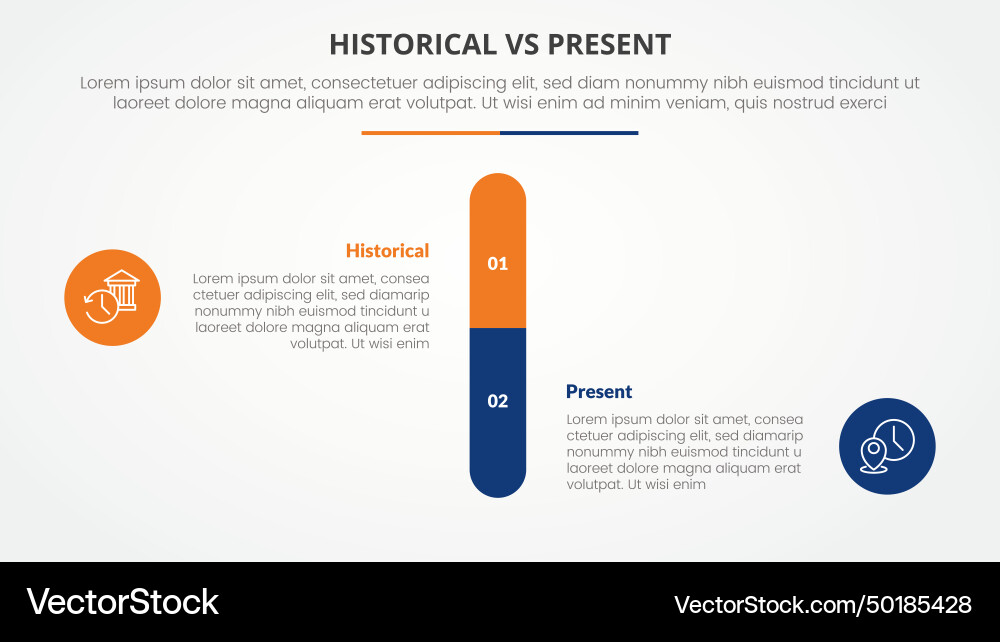 Historical vs present versus comparison opposite Vector Image