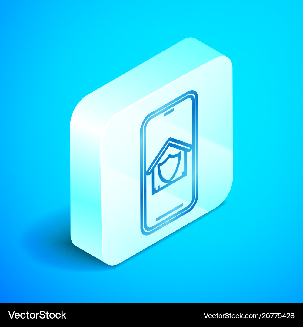 Isometric line mobile phone with house under Vector Image