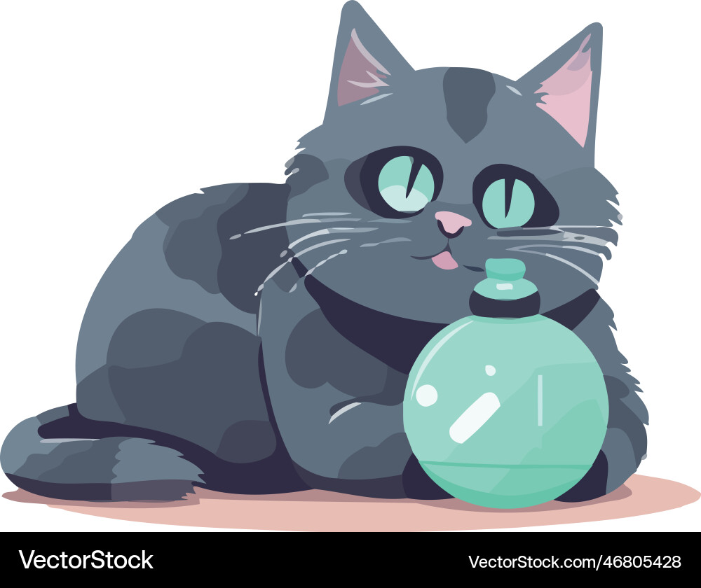 Kitten with blue bottle Royalty Free Vector Image