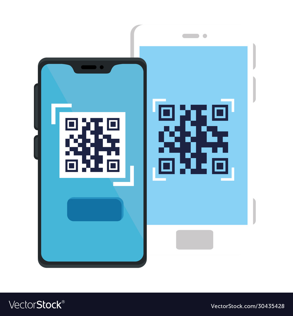 Qr code inside smartphone design Royalty Free Vector Image