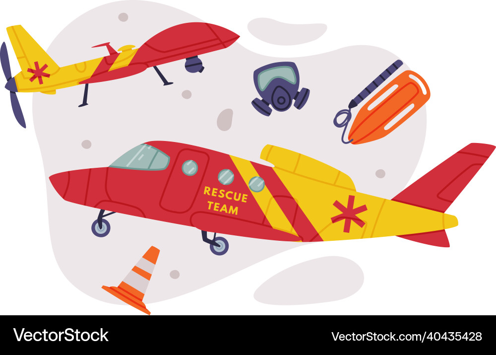 Rescue equipment with aircraft as specialized Vector Image