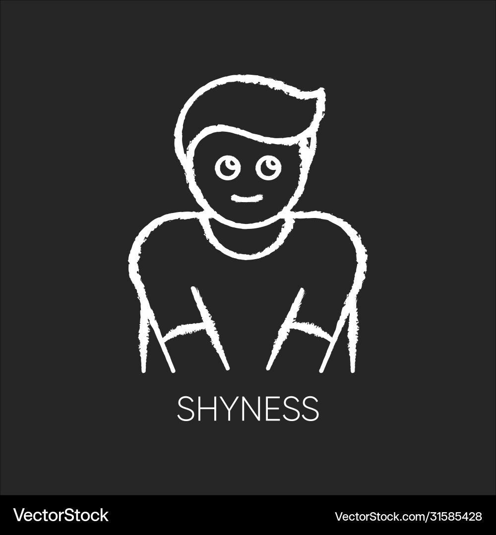 Shyness chalk white icon on black background Vector Image