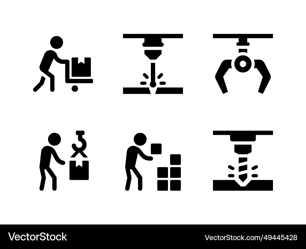 Simple set of factory activity related solid icons