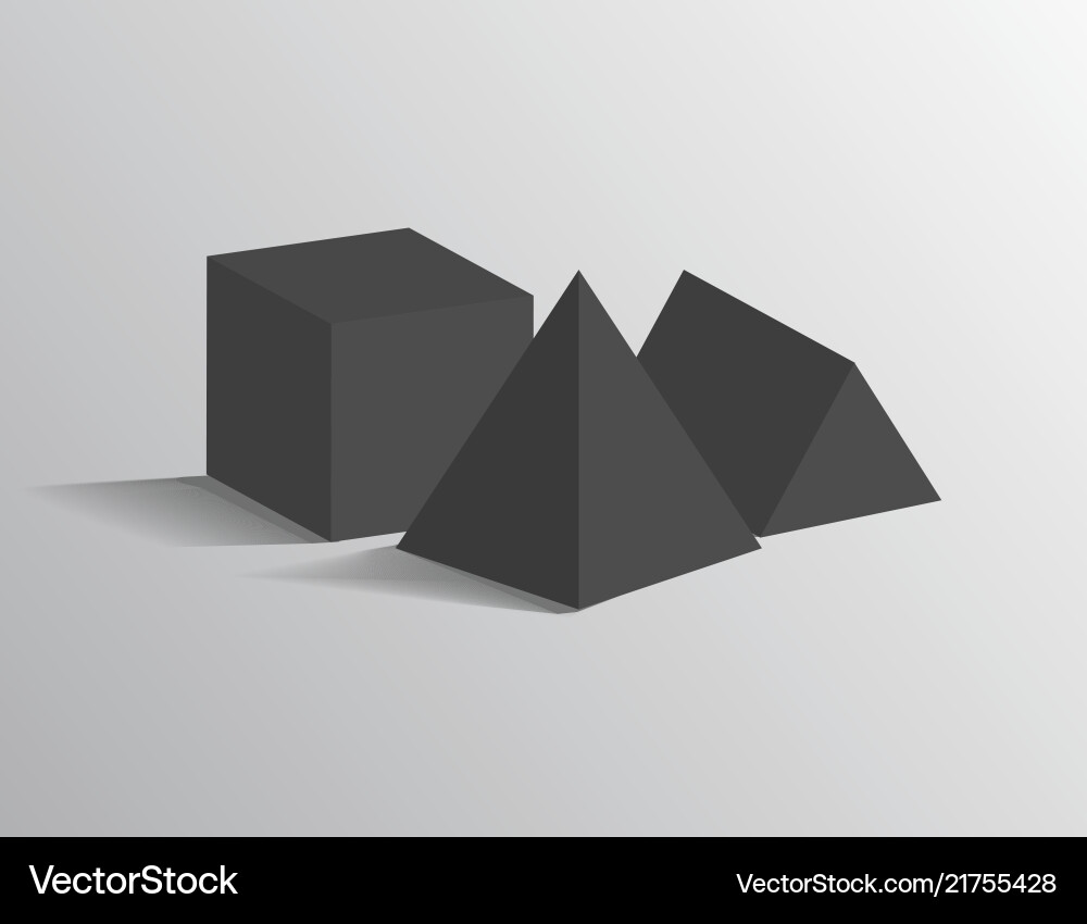 Square pyramid tetrahedron cube geometric shapes Vector Image