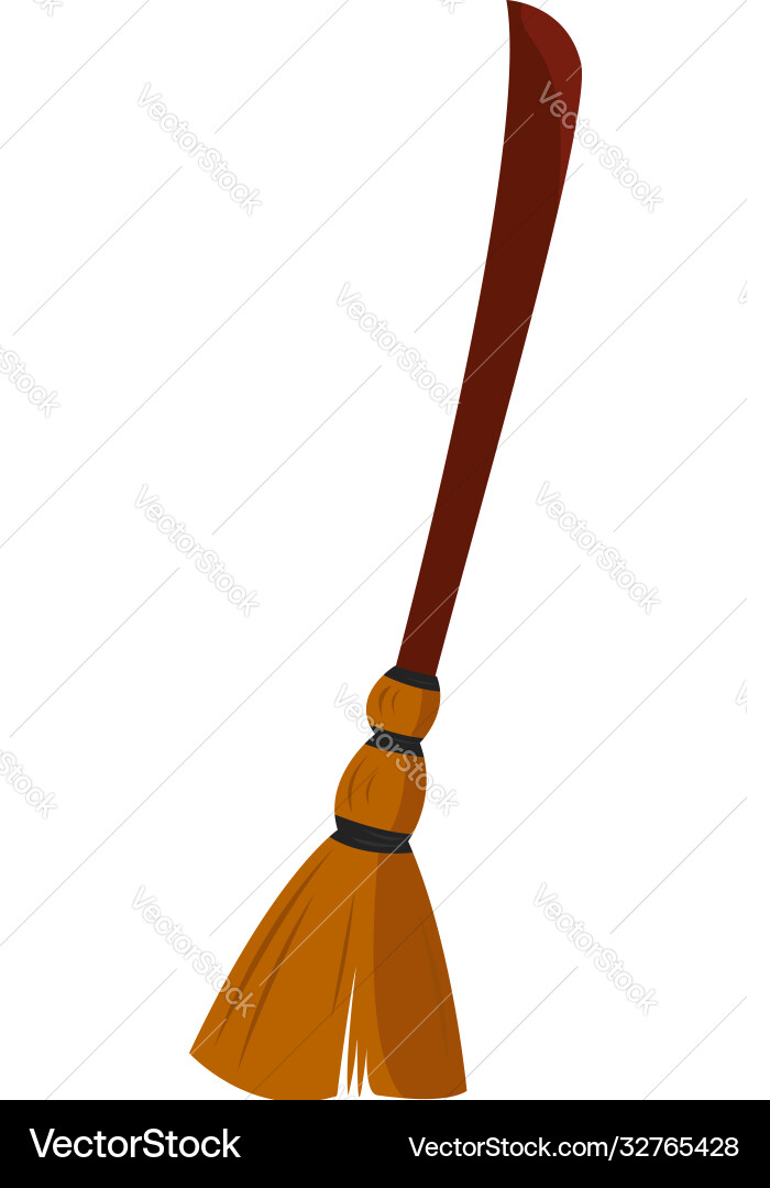 Wooden broom on white background Royalty Free Vector Image