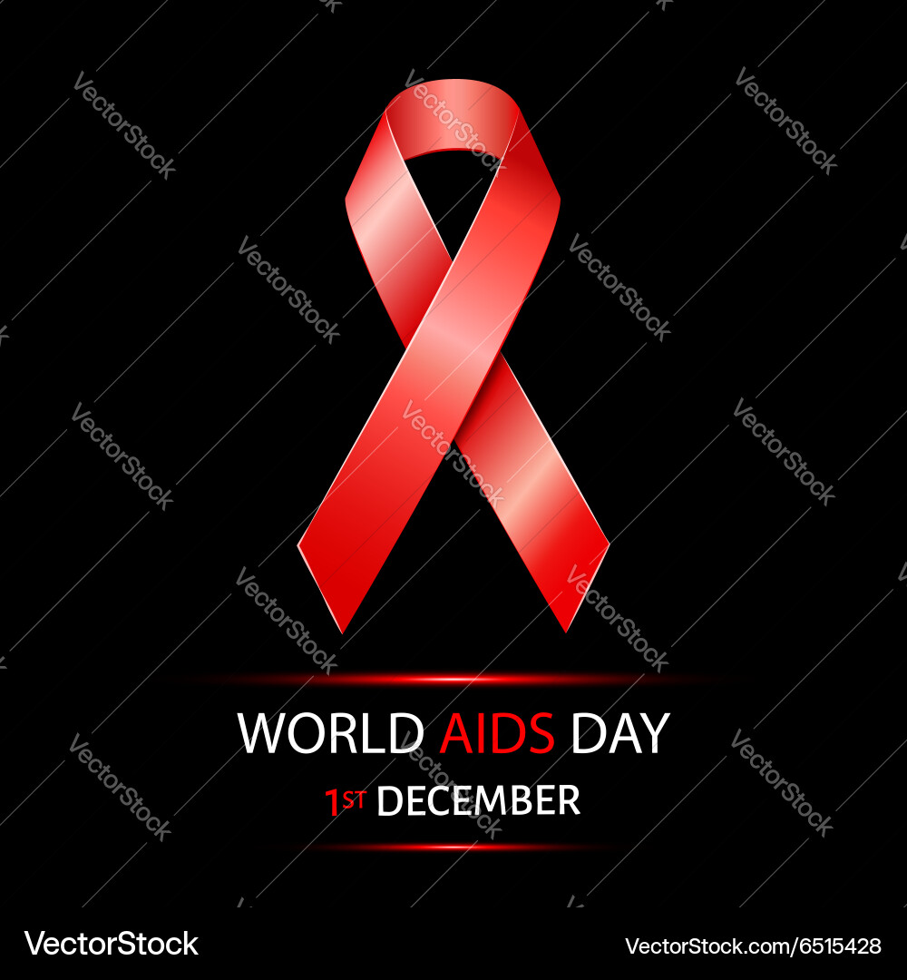 World aids day background with red ribbon Vector Image