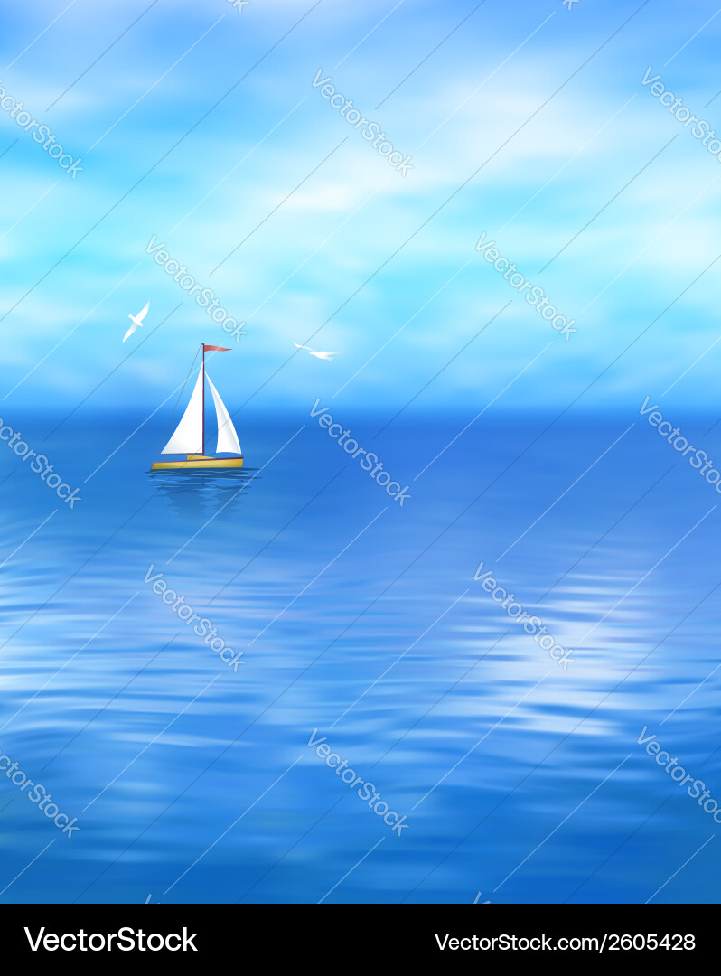 Yacht blue sea landscape Royalty Free Vector Image
