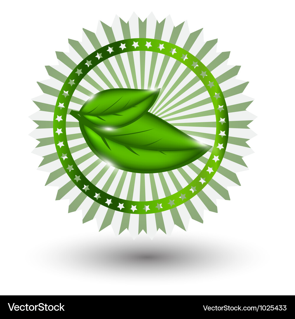 100 natural green label isolated on white Vector Image