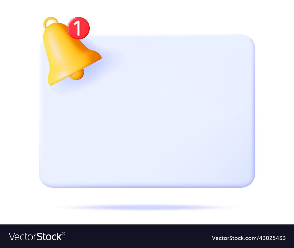 3d notification popup with bell icon Royalty Free Vector