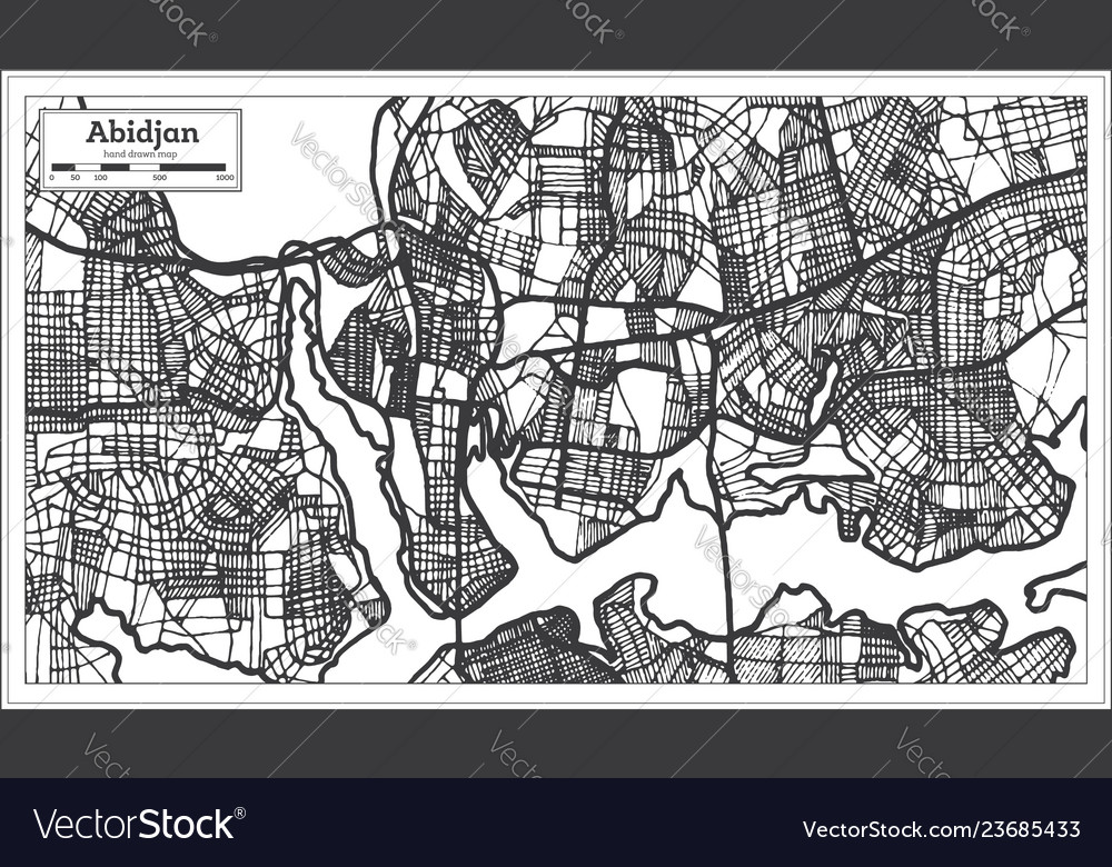 Abidjan ivory coast city map in retro style Vector Image