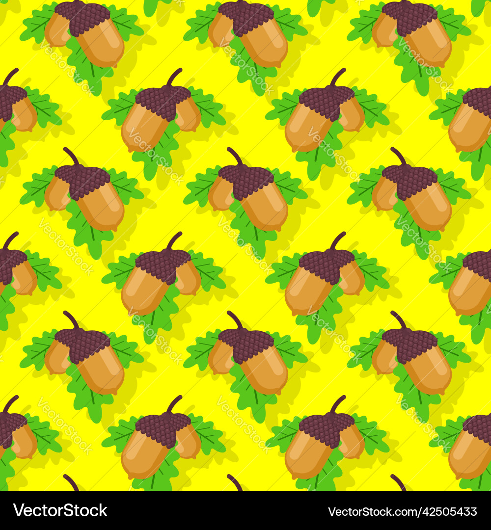 Acorn pattern seamless fruit of oak background Vector Image
