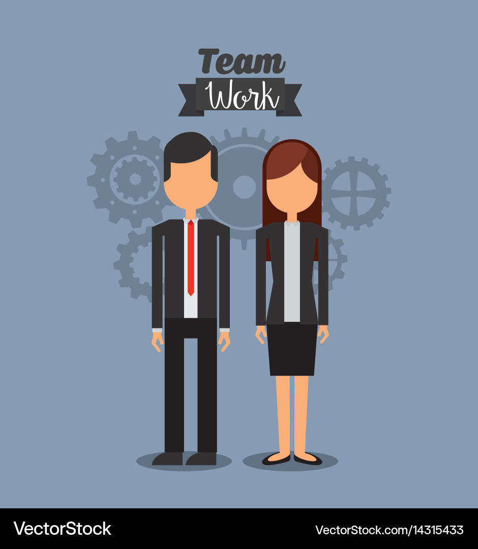 Businesspeople teamwork avatars characters icon Vector Image