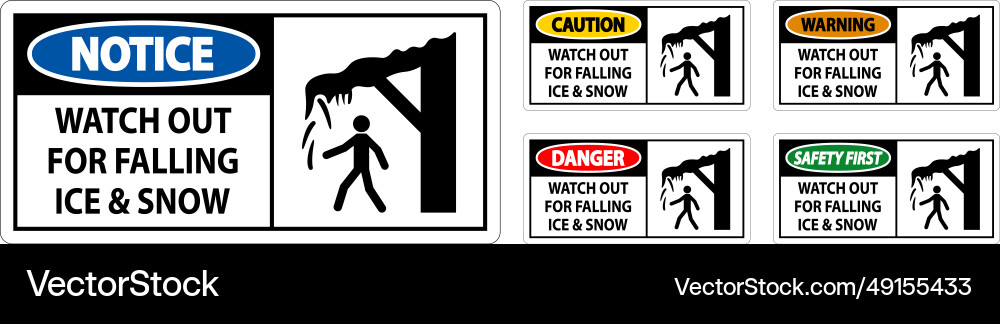 Caution sign watch out for falling ice and snow Vector Image