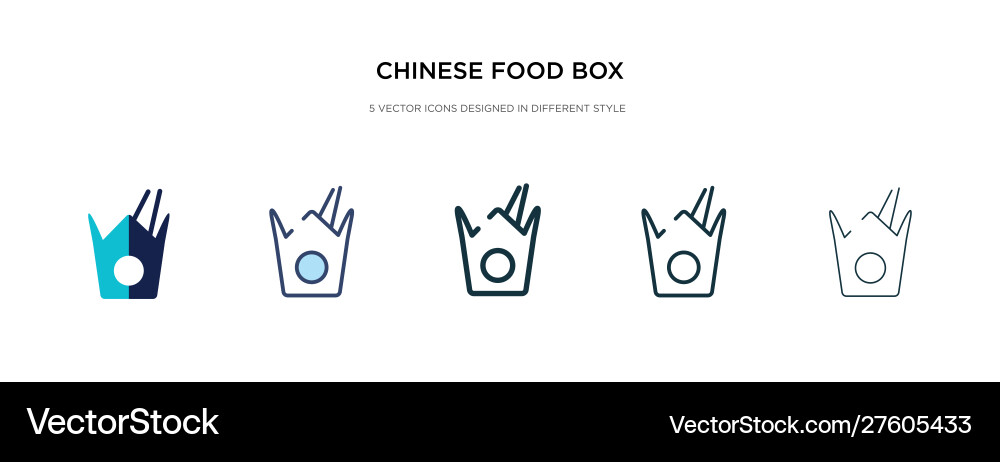 Chinese food box icon in different style two Vector Image