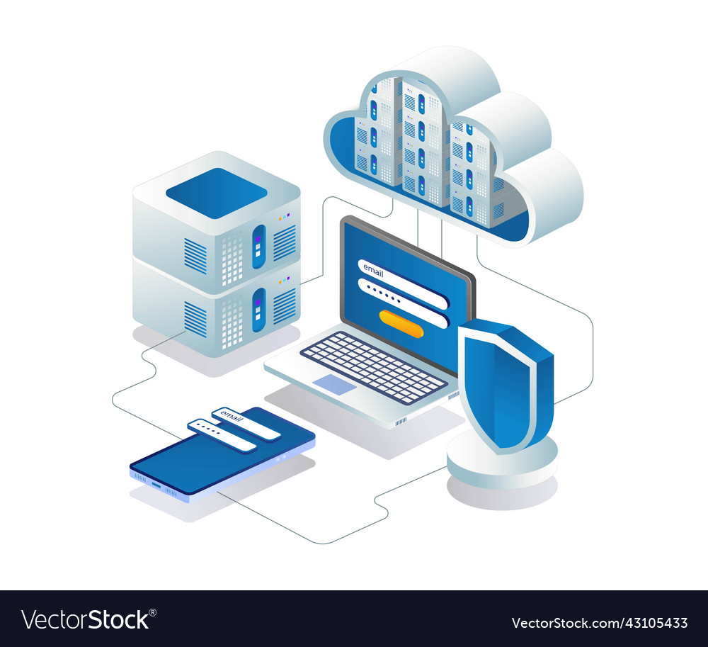 Cloud server computer password Royalty Free Vector Image