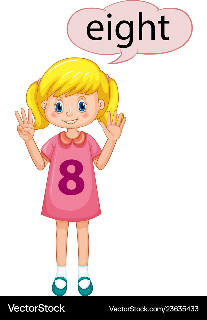 Girl showing number eight Royalty Free Vector Image