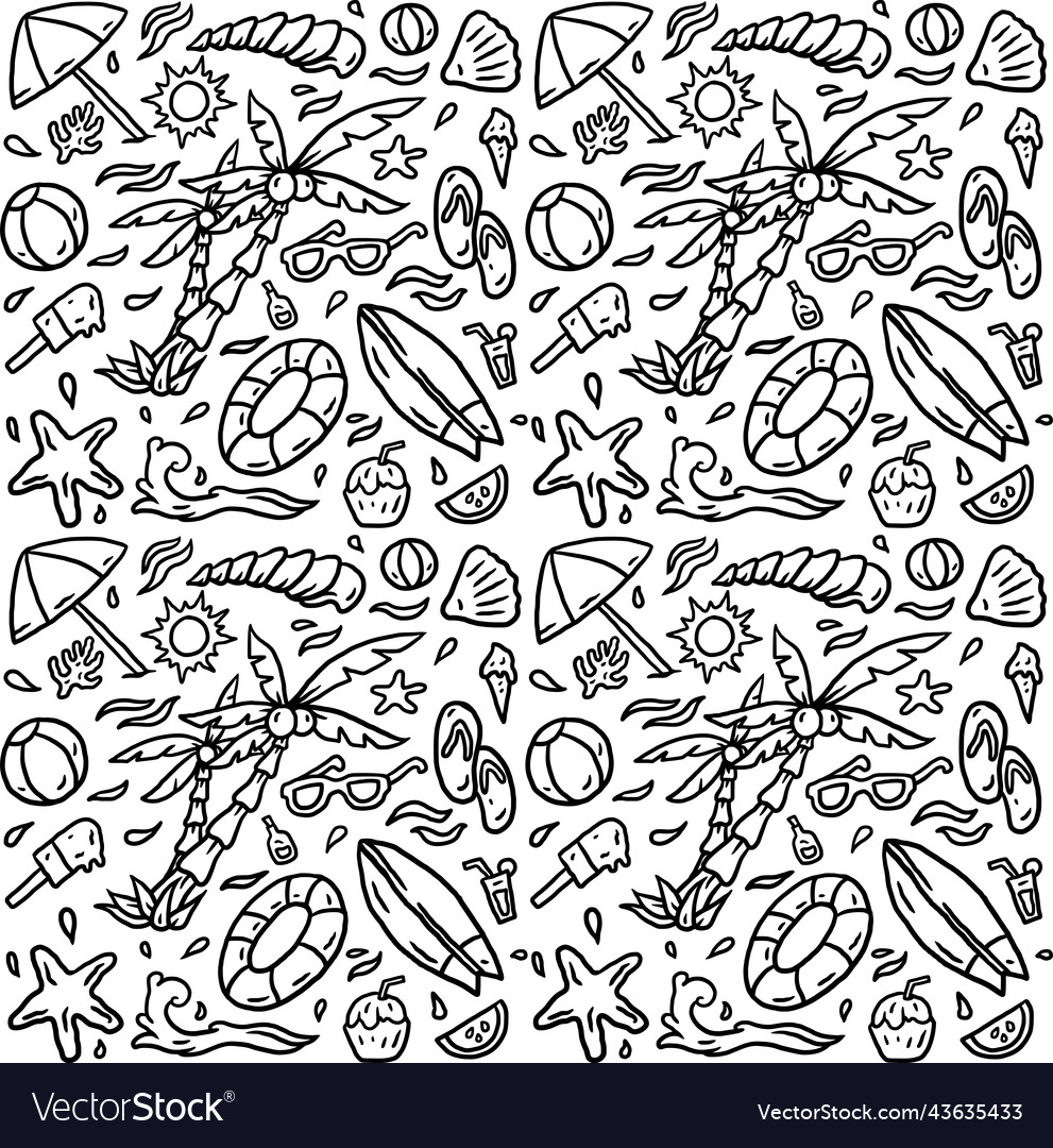 Hand drawn beach element pattern Royalty Free Vector Image