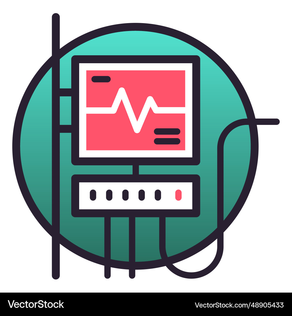 Life support system monitor icon Royalty Free Vector Image
