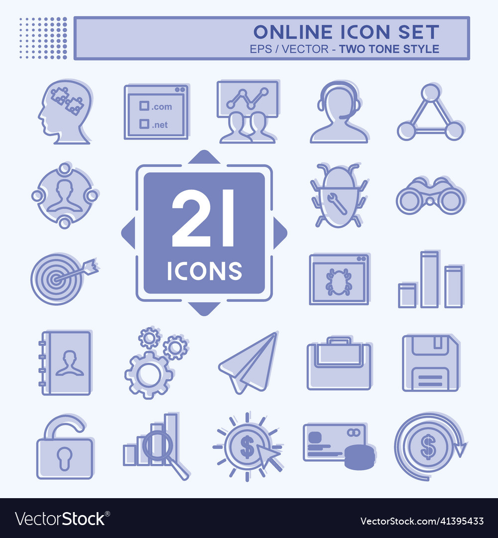 Online icon set in trendy two tone style isolated Vector Image