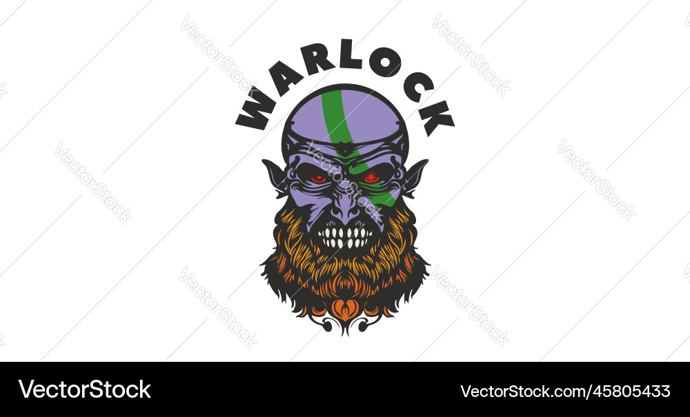 Scary horrible human bald head with beard black Vector Image