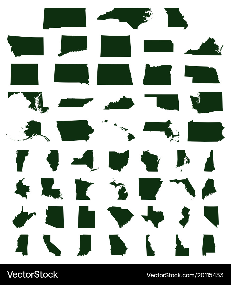 Set of us states maps Royalty Free Vector Image