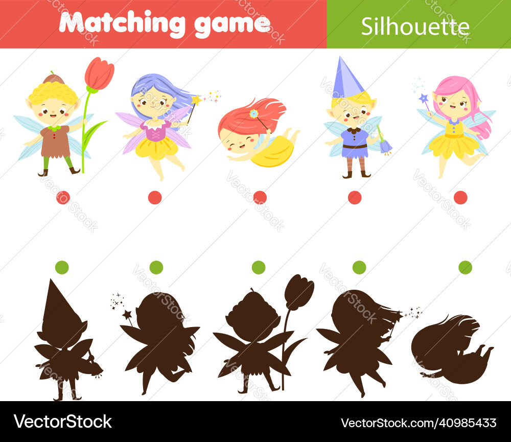 Shadow matching game kids activity with cartoon Vector Image