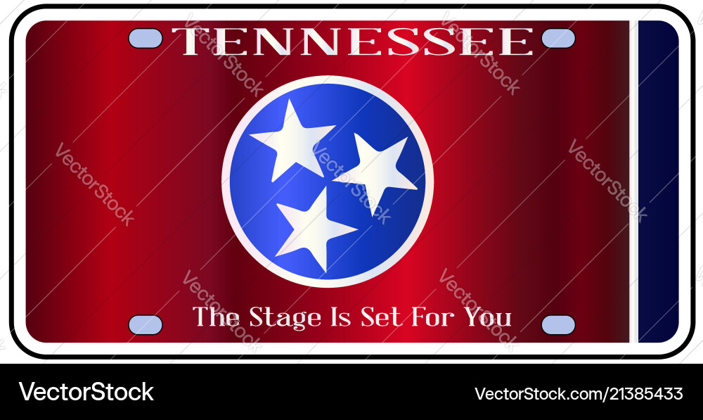 Tennessee State Flag License Plate Royalty Free Vector Image
