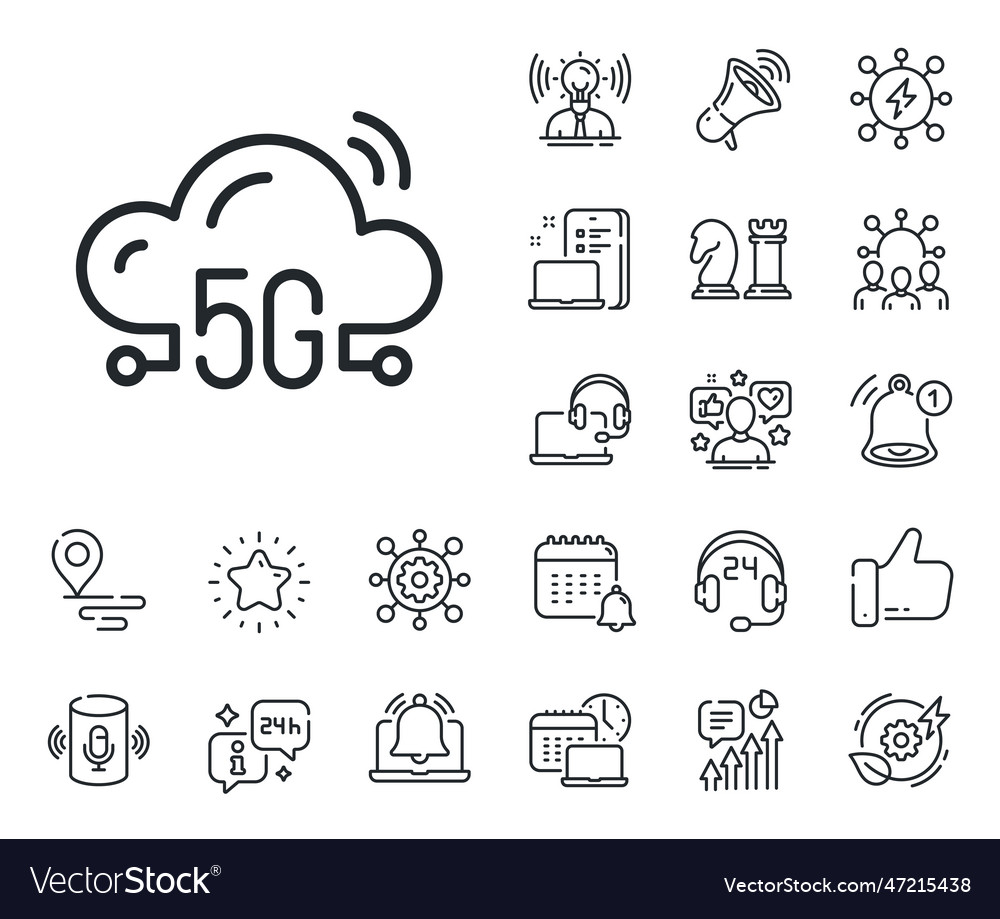 5g Cloud Computing Line Icon Wireless Technology Vector Image