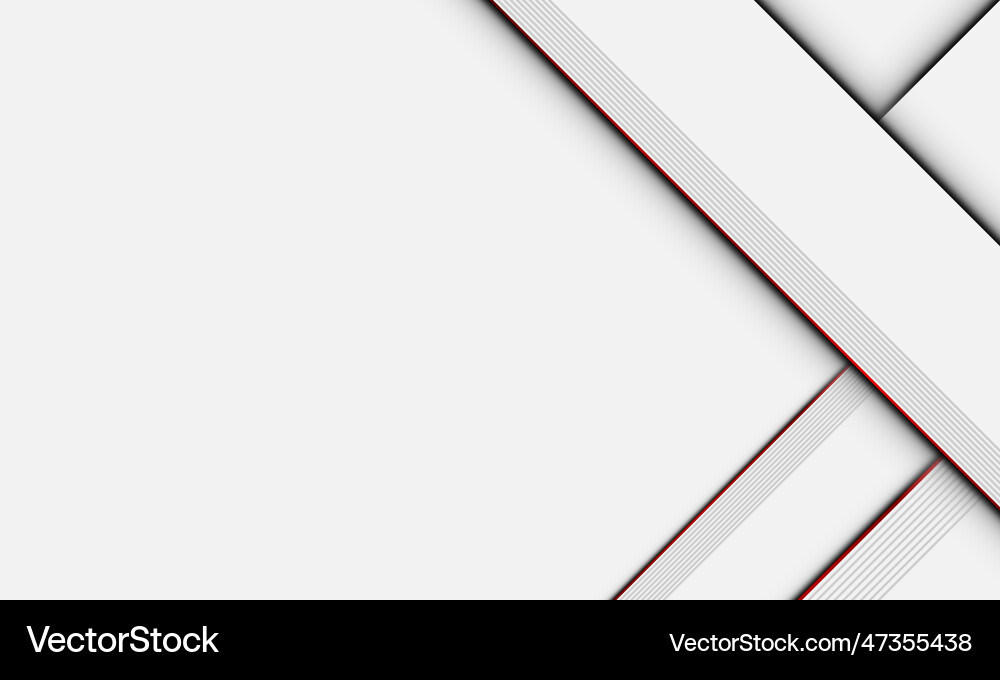 Abstract white stripes with red line on white Vector Image