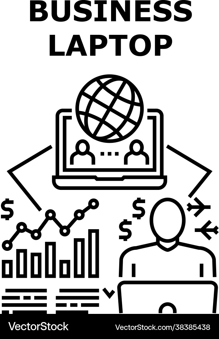 Business laptop concept black Royalty Free Vector Image