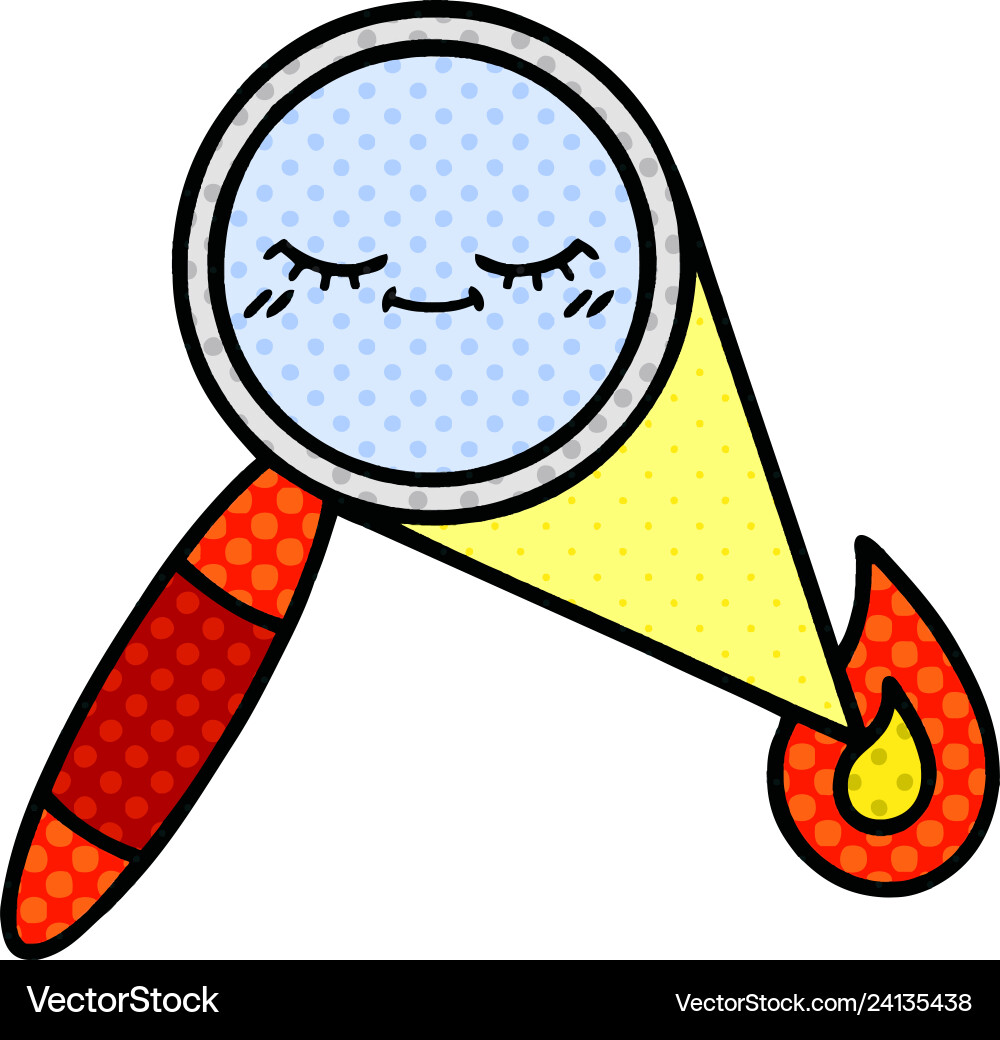 Comic book style cartoon magnifying glass Vector Image
