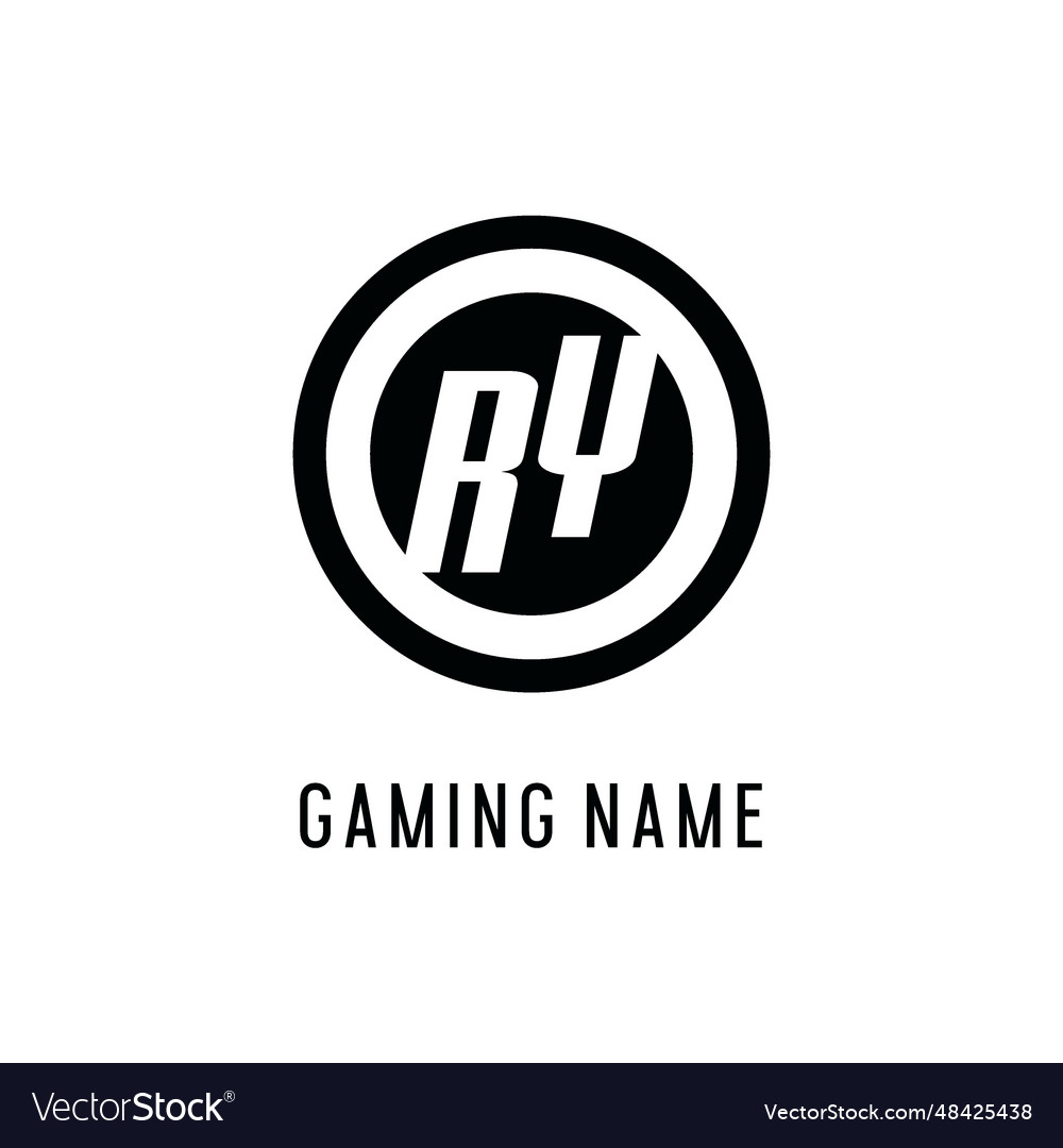Initial ry logo concentric circle line clean Vector Image