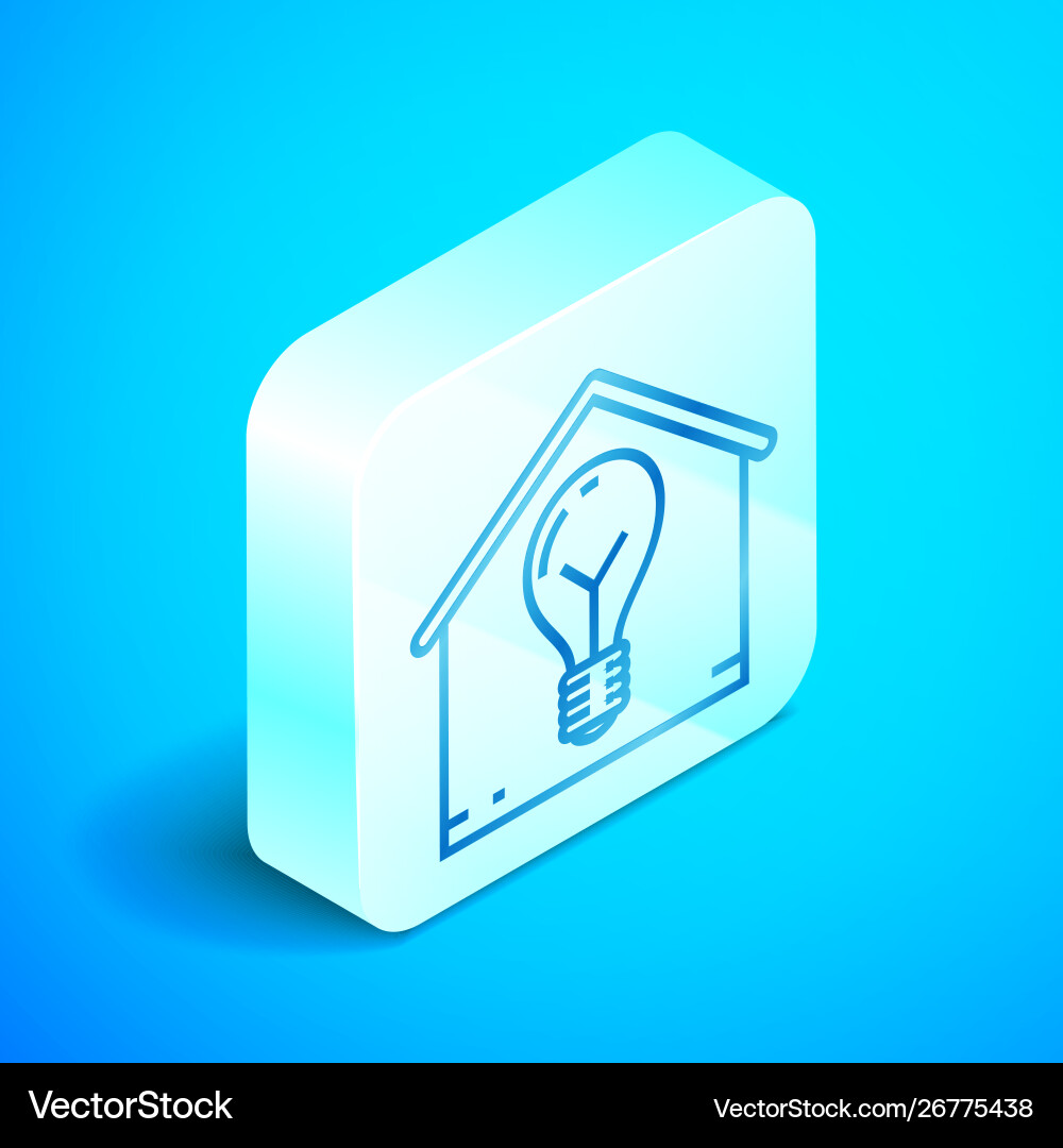 Isometric line smart house and light bulb icon Vector Image