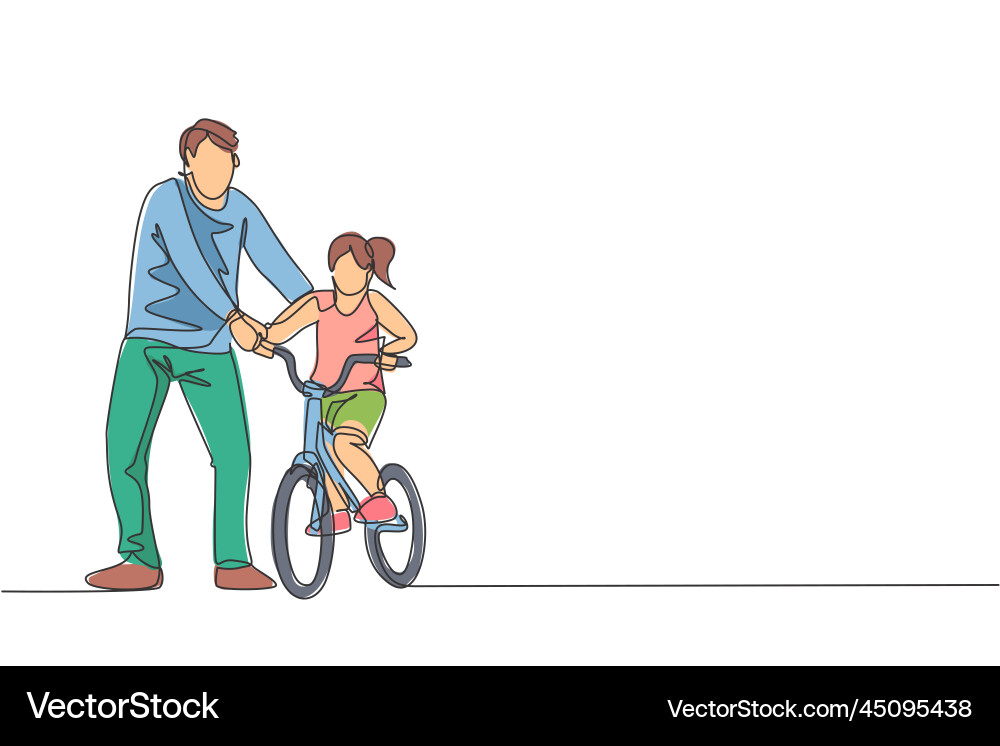 One continuous line drawing of young father help Vector Image