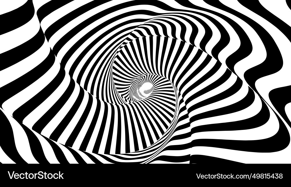 Optical illusion tunnel with black and white Vector Image