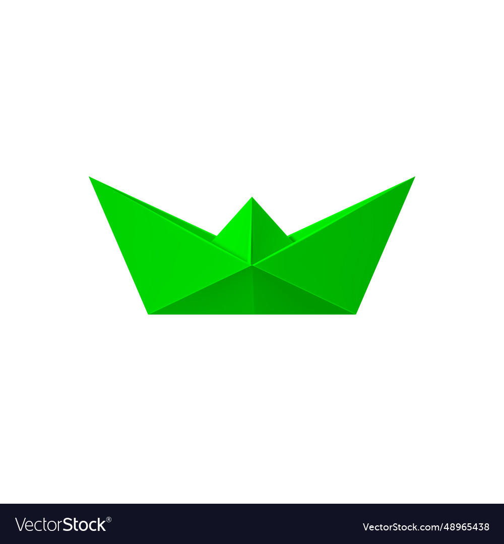 Realistic detailed 3d green folded paper boat Vector Image Realistic detailed 3d green folded paper boat Vector Image
